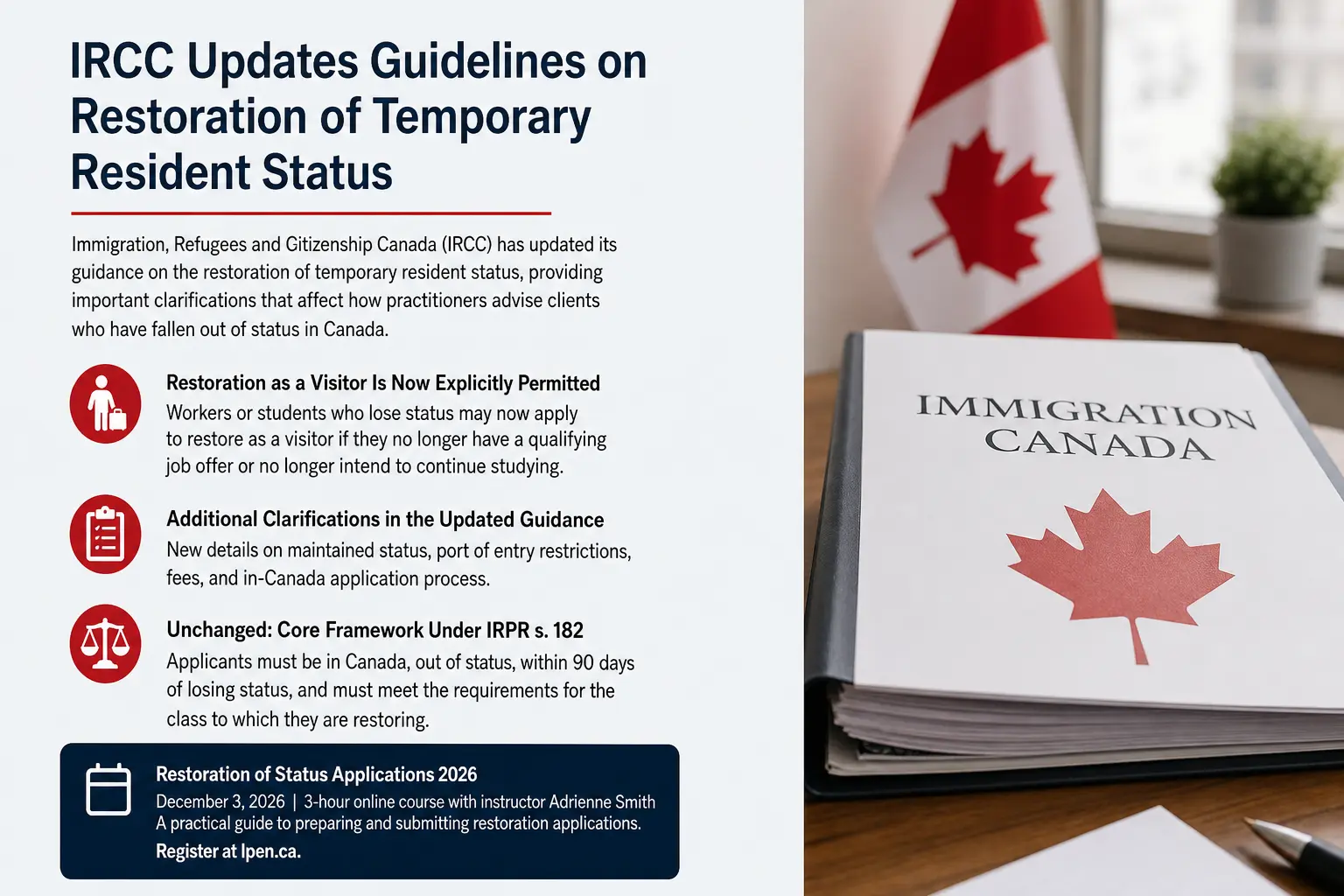 IRCC Updates Guidelines on Restoration of Temporary Resident Status » LPEN